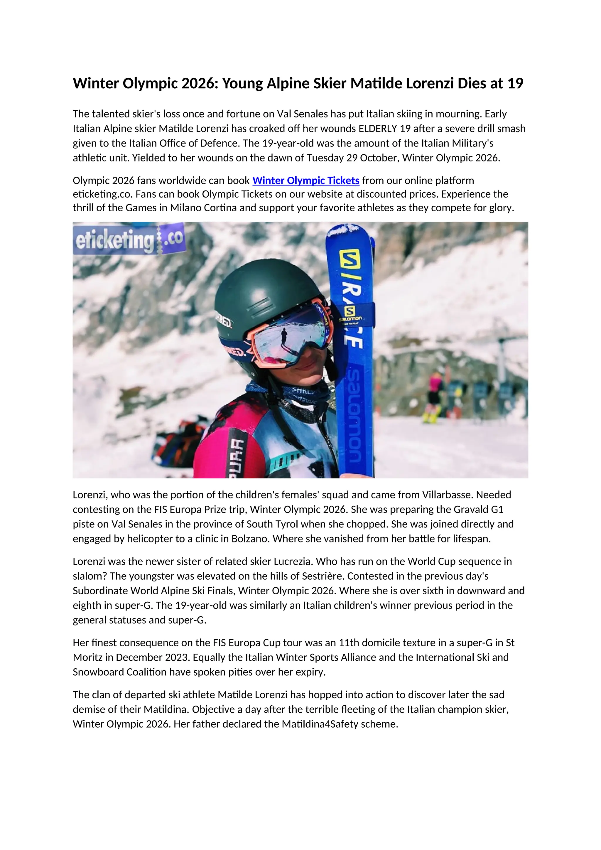 Winter Olympic 2026 Young Alpine Skier Matilde Lorenzi Dies at 19.docx