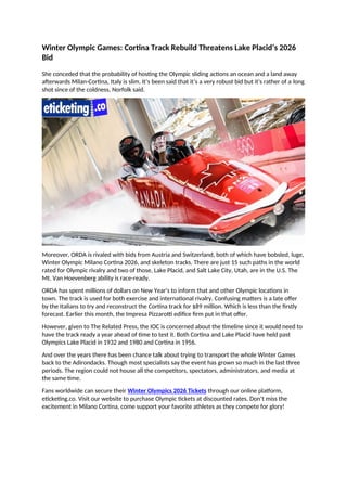 Winter Olympic Milano Cortina 2026 Lake Placid Bids for 2026 Olympic ...