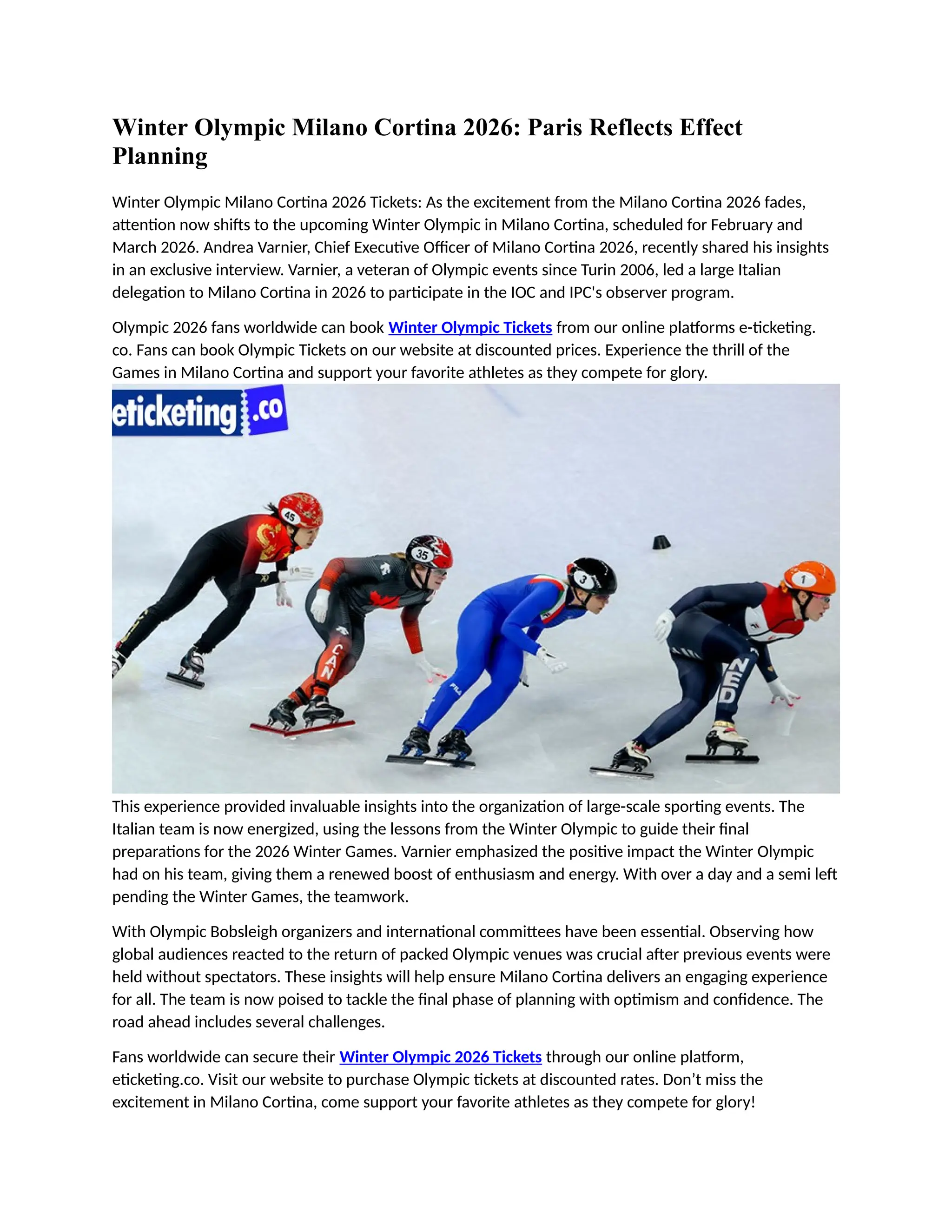 Winter Olympic Milano Cortina 2026 Paris Reflects Effect Planning ...