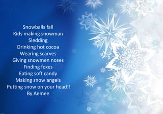 Personification Poems About Winter