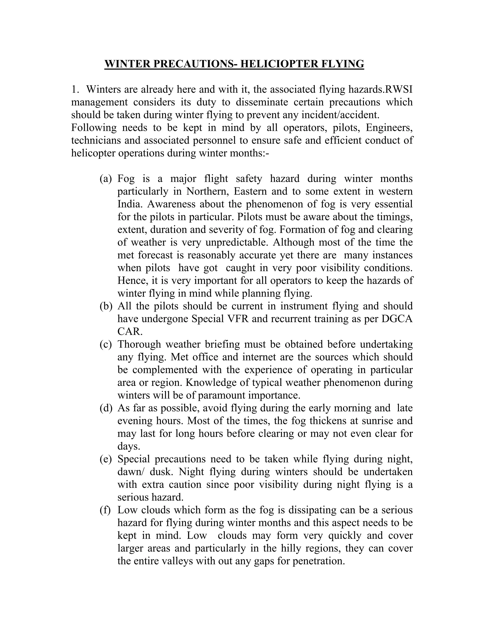 Winter precautions | PDF