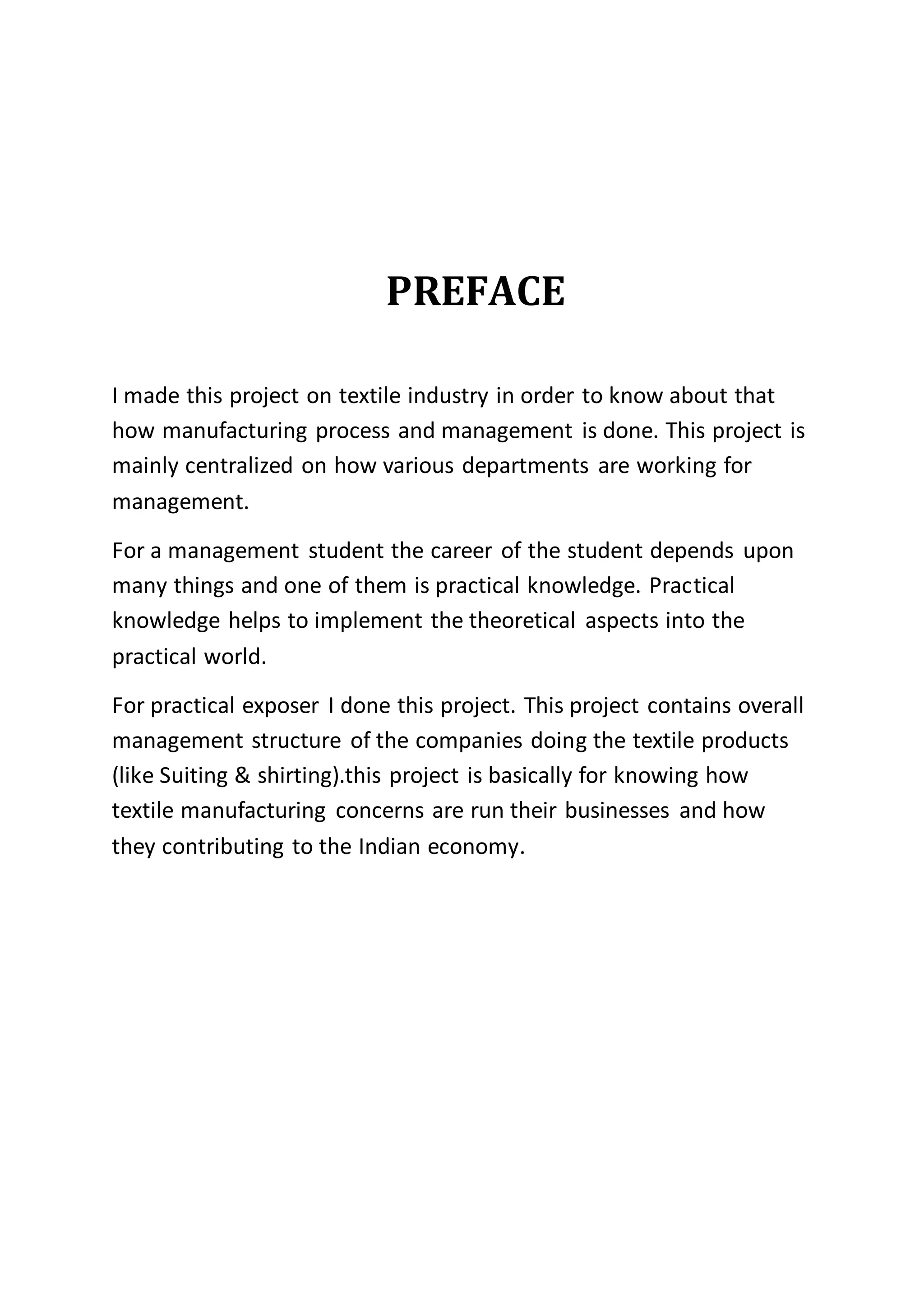 Project Report on Textile Industry | DOCX