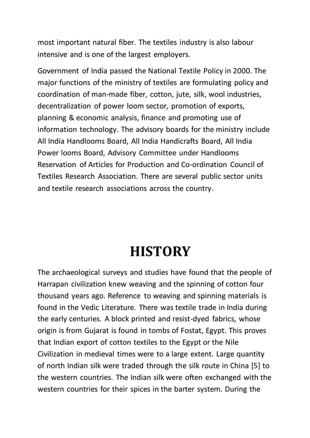 Project Report on Textile Industry | DOCX | Needlework | Arts and Crafts