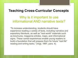 Kindergarten Informational and Narrative Texts in the Content Areas | PPTX