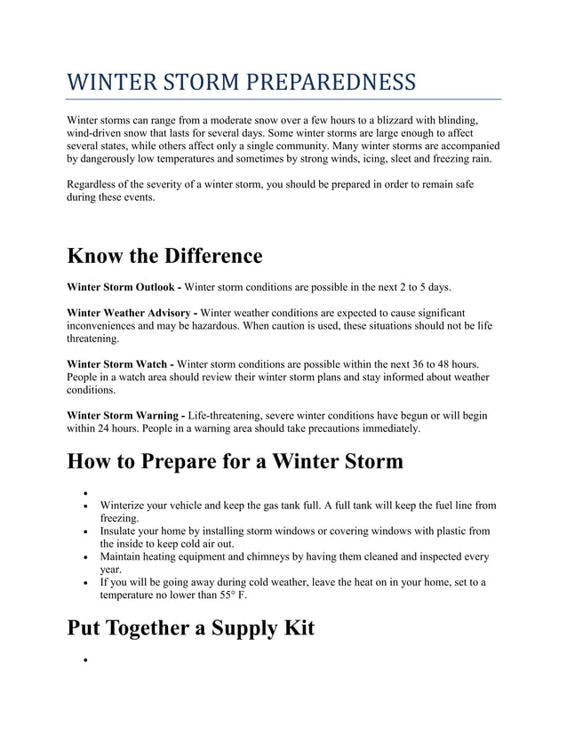 Winter storm preparedness | PDF