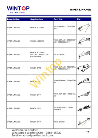 Wintop wiper linkage catalog | PDF
