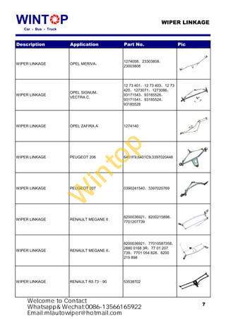 Wintop wiper linkage catalog | PDF