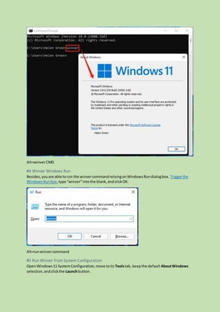 Winver | DOCX | Operating Systems | Computer Software and Applications