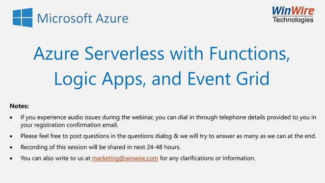 Azure Serverless with Functions, Logic Apps, and Event Grid | PPT