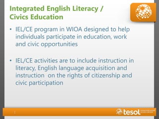 WIOA 101: A Brief Overview of Opportunities for Adult ESL | PDF