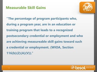 WIOA 101: A Brief Overview of Opportunities for Adult ESL | PDF