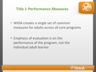 WIOA 101: A Brief Overview of Opportunities for Adult ESL | PDF