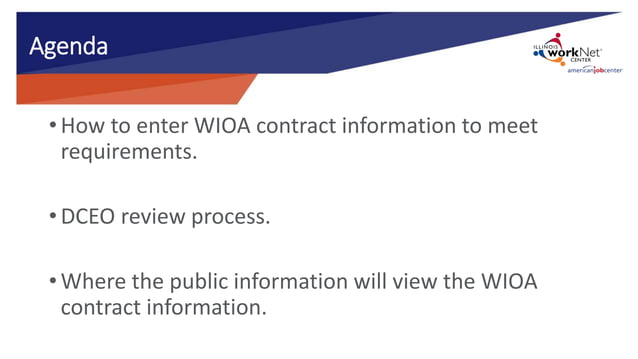 WIOA Contract Reporting | PPT