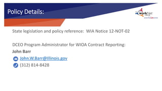 WIOA Contract Reporting | PPTX