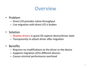 Live Migration of Direct-Access Devices | PPT