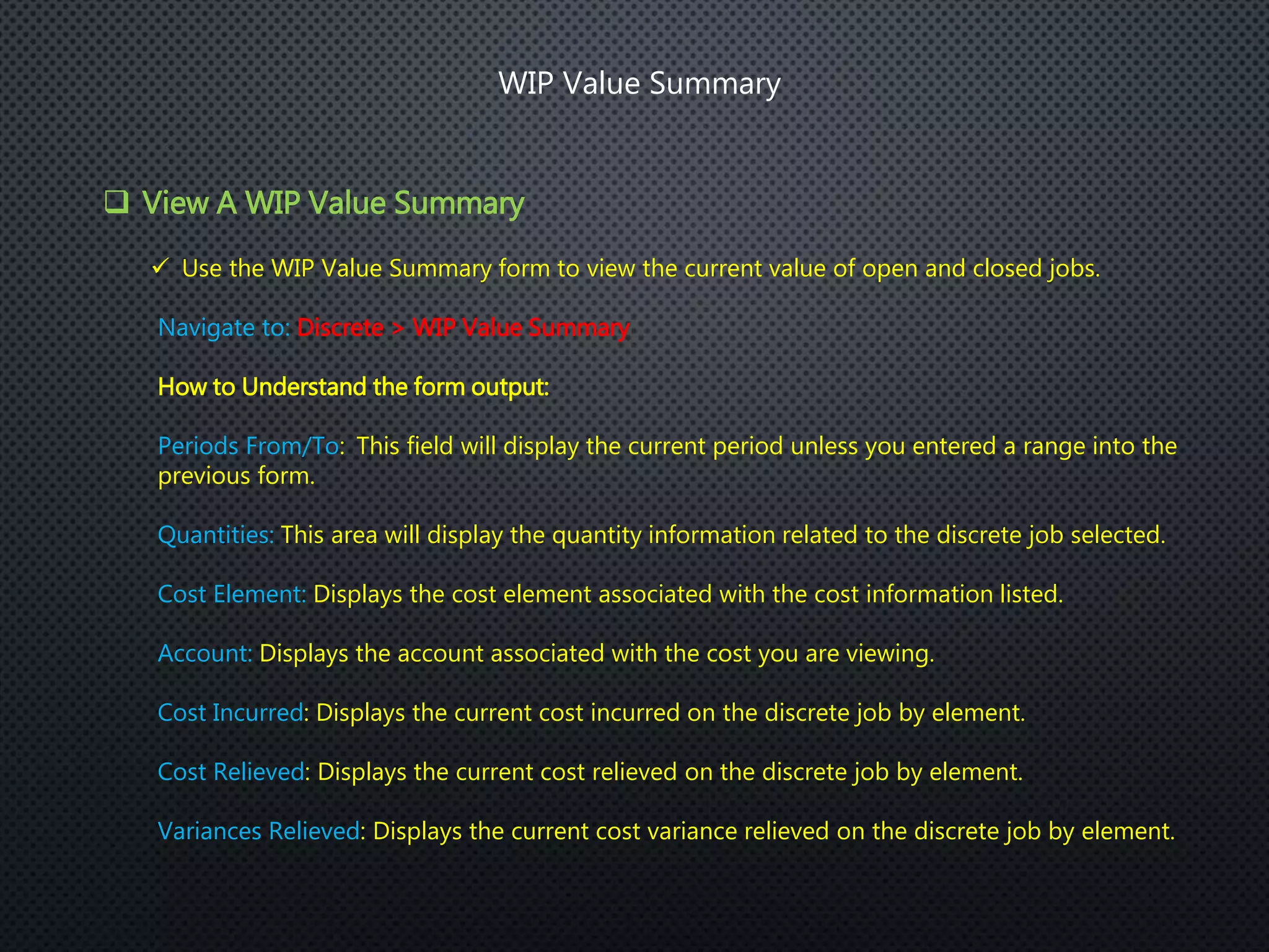 Oracle R12 Work In Process | PPTX