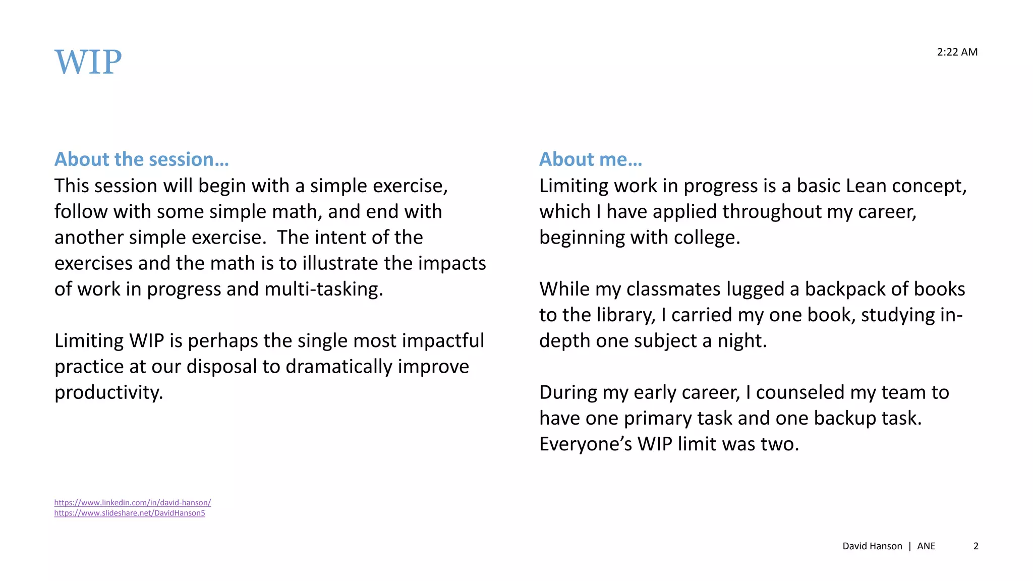 WIP: A Couple Exercises and Some Simple Math | PPTX