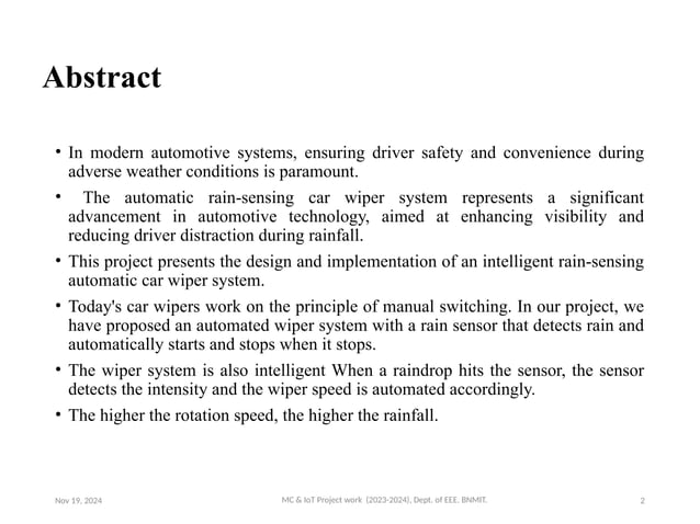 auto matic car wiping system using aurdino | PPT