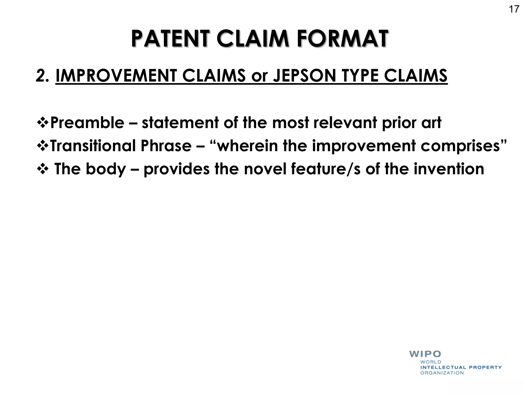 PATENT CLAIM FORMAT AND TYPES OF CLAIMS | PDF