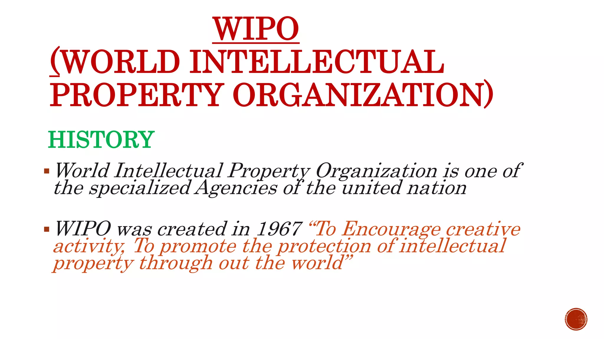 World intellectual property organization (WIPO) | PPTX