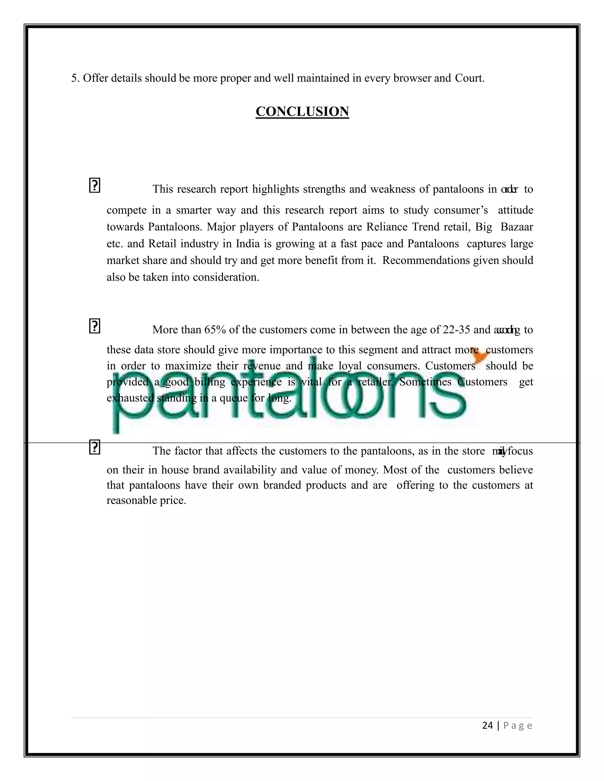 Wip project on pantaloons | PPT