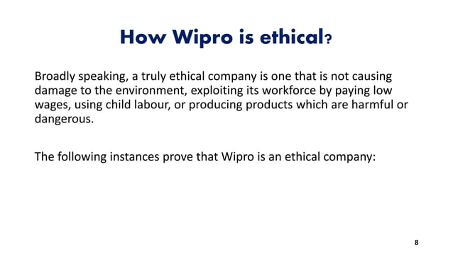 Wipro - An ethical company | PPTX