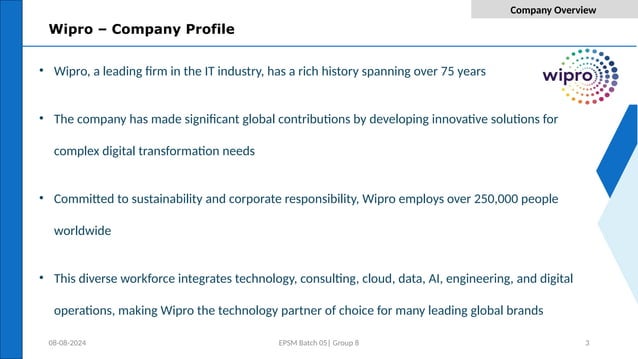Wipro Case Study_IIM Lucknow Batch 5 EPSM | PPTX