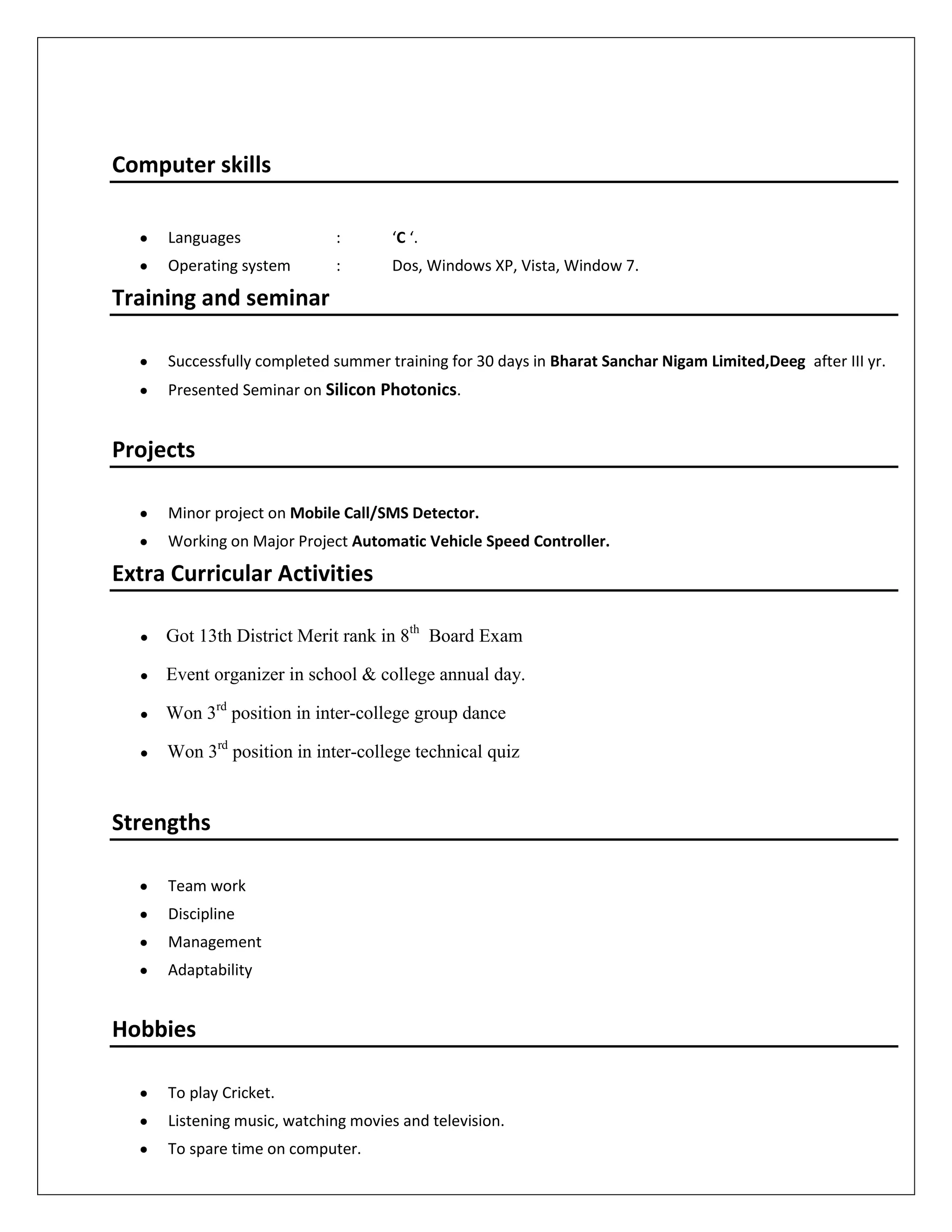 Wipro resume | DOCX