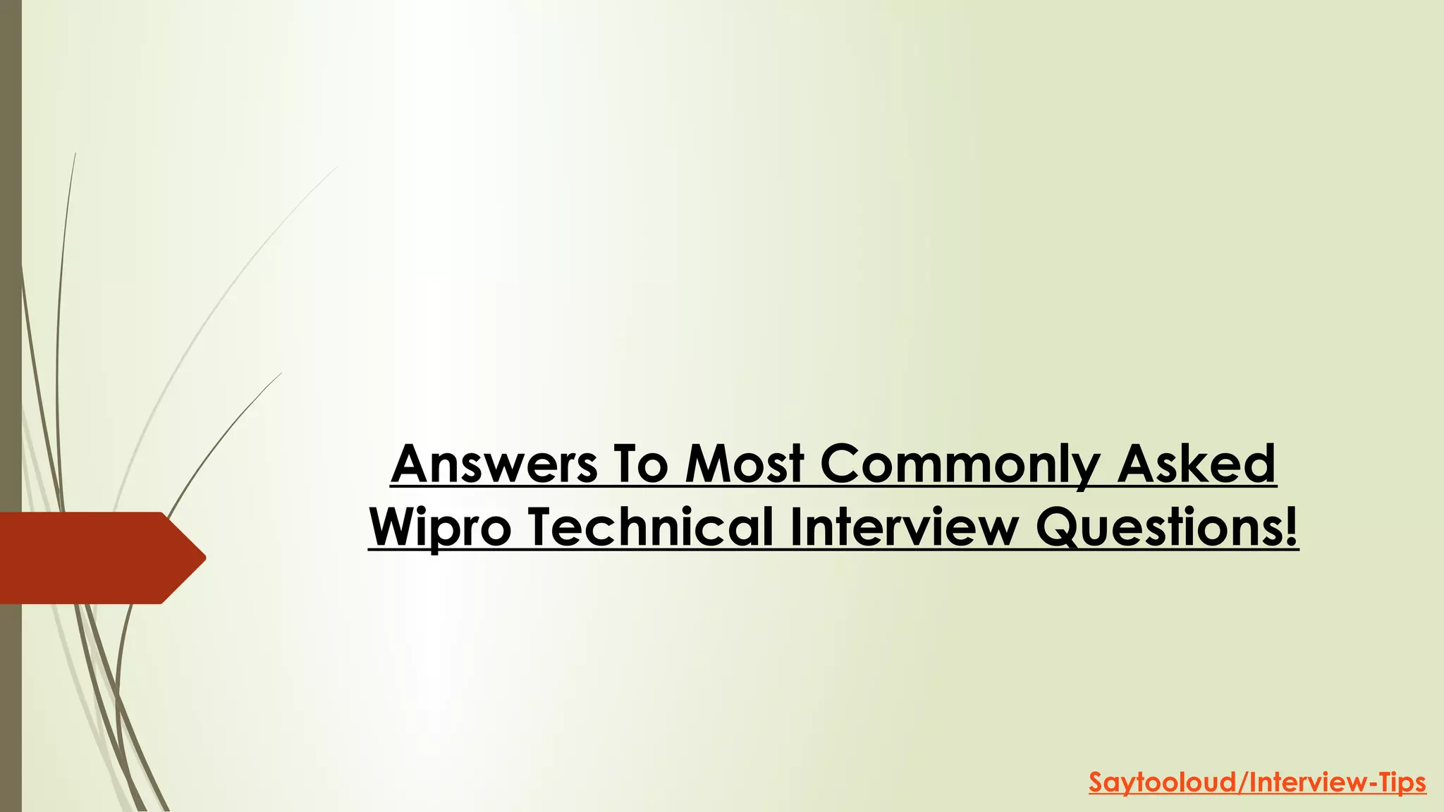 Wipro technical interview questions | PPT