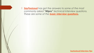 Wipro technical interview questions | PPT