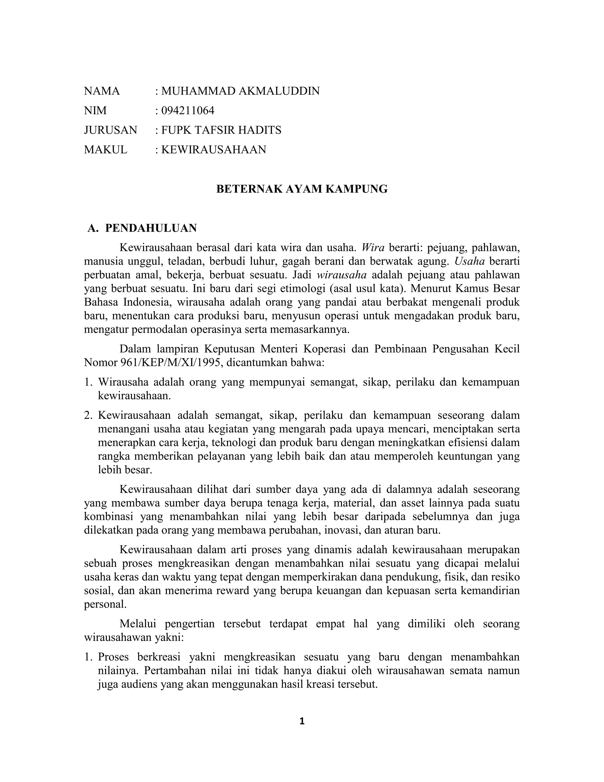 Wirausaha ternak ayam | PDF