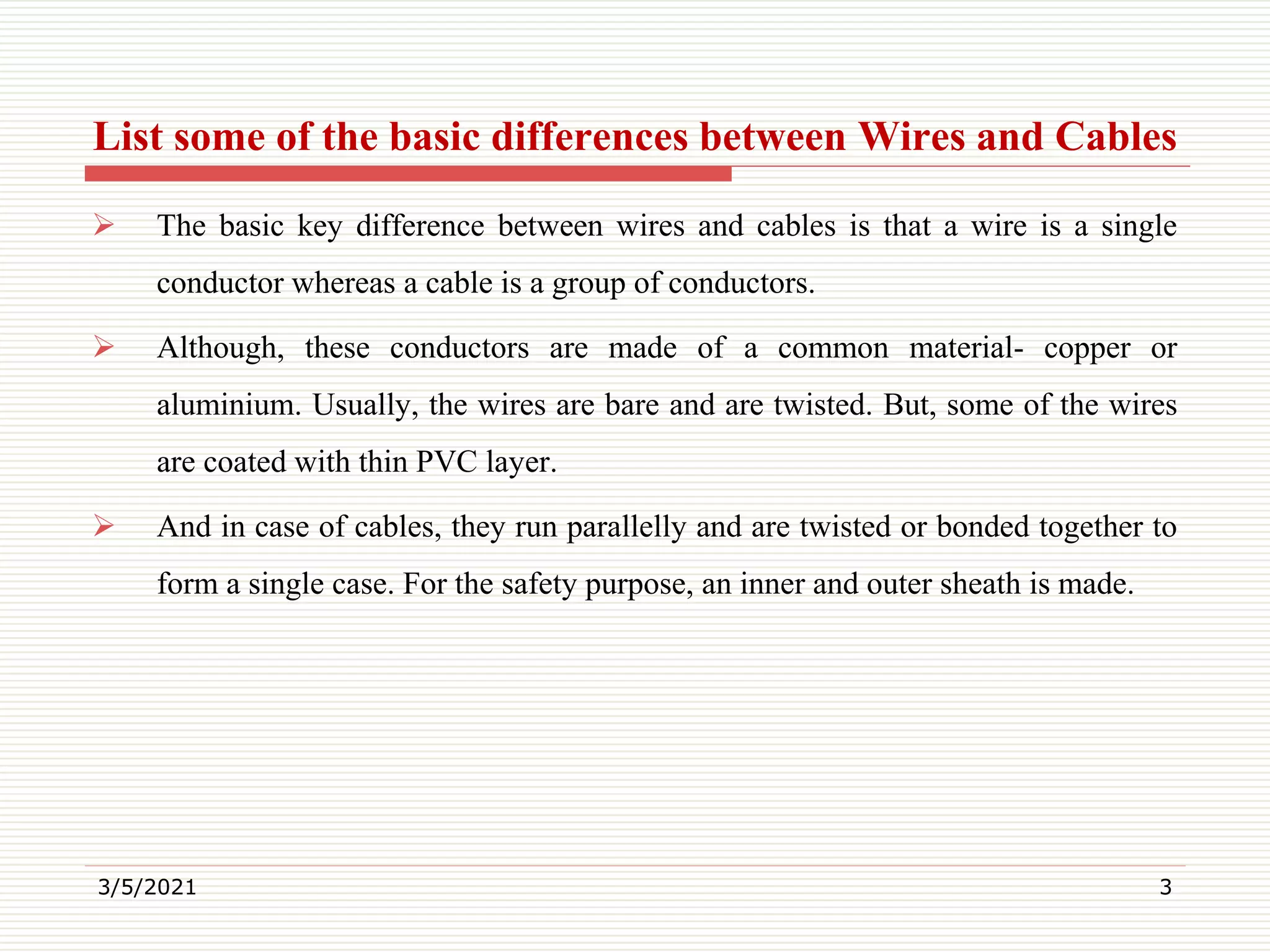 Basic Difference Between Wires and Cables | PDF
