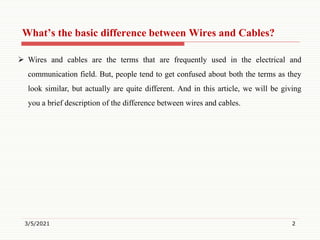 Basic Difference Between Wires and Cables | PDF