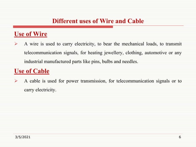 Basic Difference Between Wires and Cables | PDF