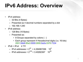 IPv6 technical introduction | PPTX | Computer Networking | Computing