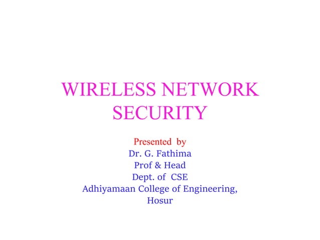 Wireless Network security | PPTX