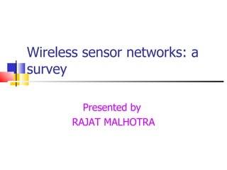 Wireless Sensor Networks | PPT