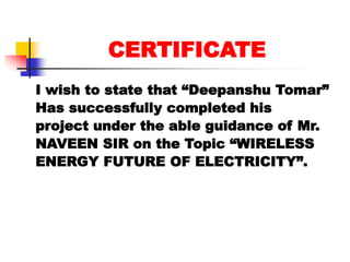 WIRELESS%20ENERGY%20FUTURE%20OF%20ELECTRICITY.pptx | Consumer Electronics | Technology & Computing