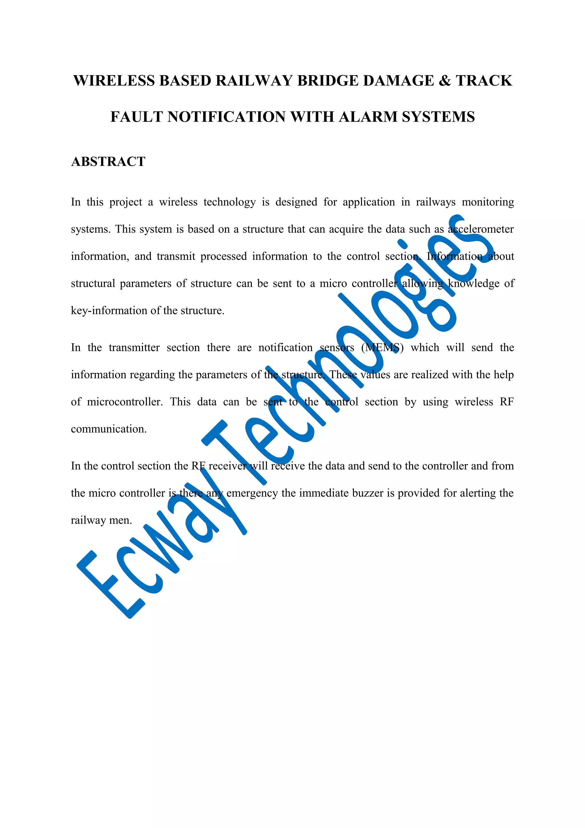 Wireless based railway bridge damage & track fault notification with ...