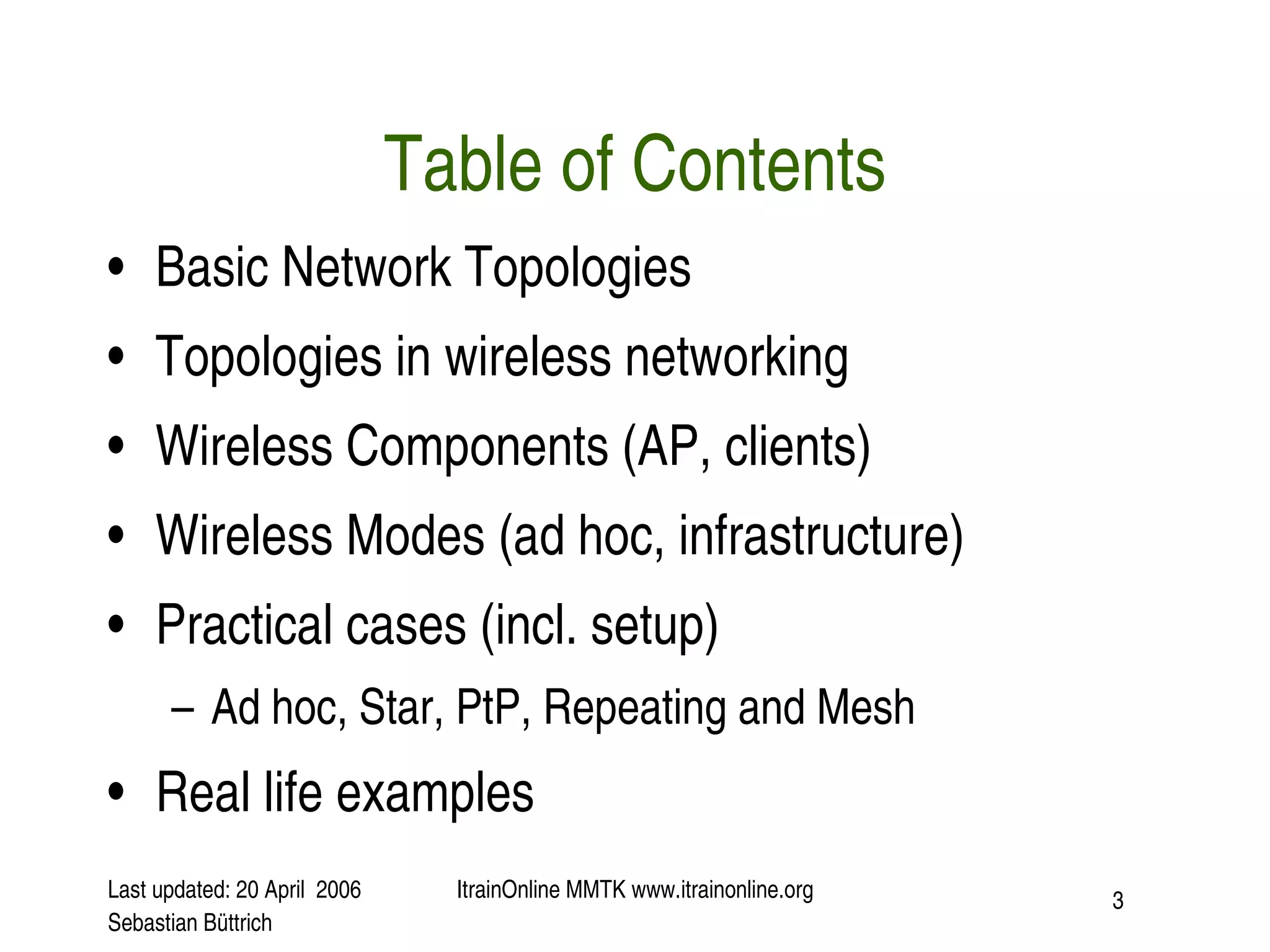 Wireless basic infrastructure topology slides | PDF