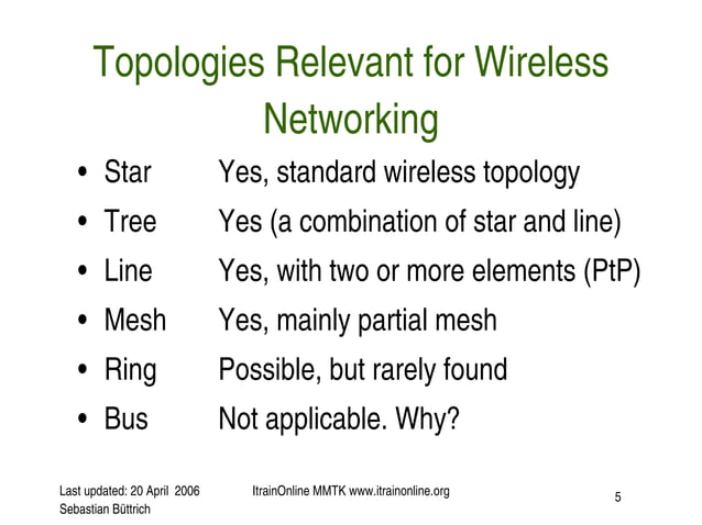 Wireless basic infrastructure topology slides | PDF