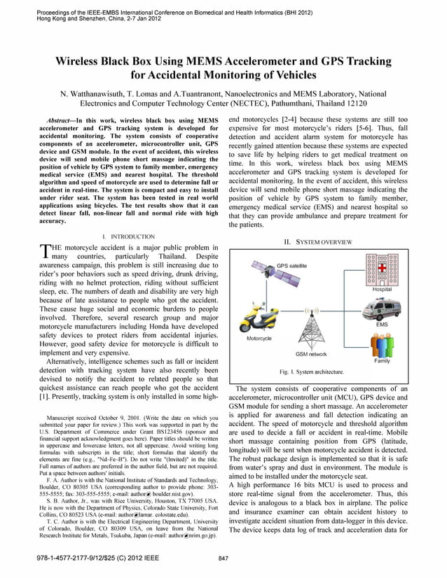 Wireless black box using mems accelerometer and gps tracking | PDF