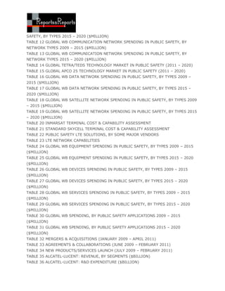 Wireless Broadband in Public Safety – Advanced Technologies and Global Market (2010 – 2015 ...