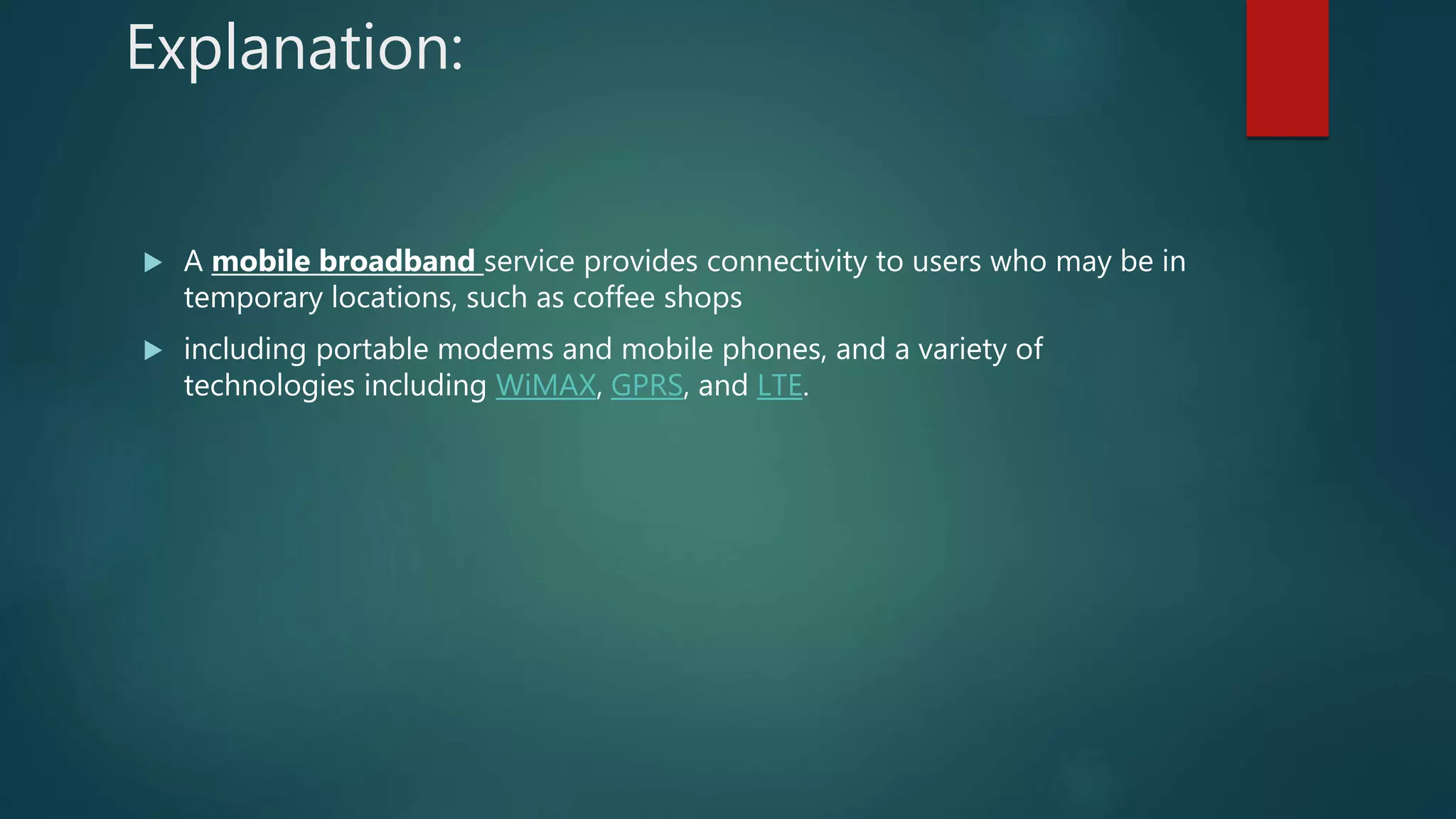 Wireless broadband technology | PPTX | Computer Networking | Computing