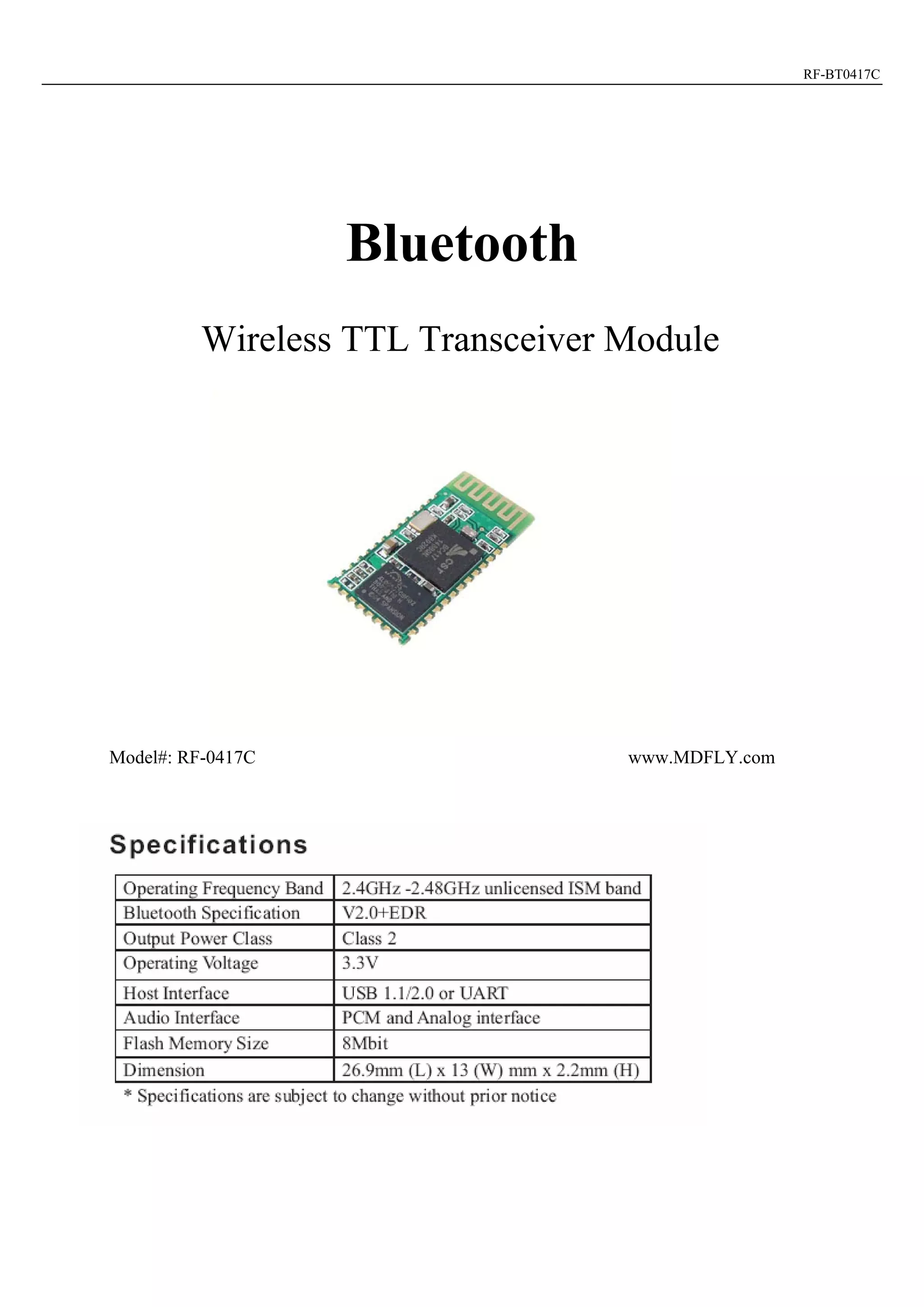 Wireless bt0417 c_datasheet | PDF