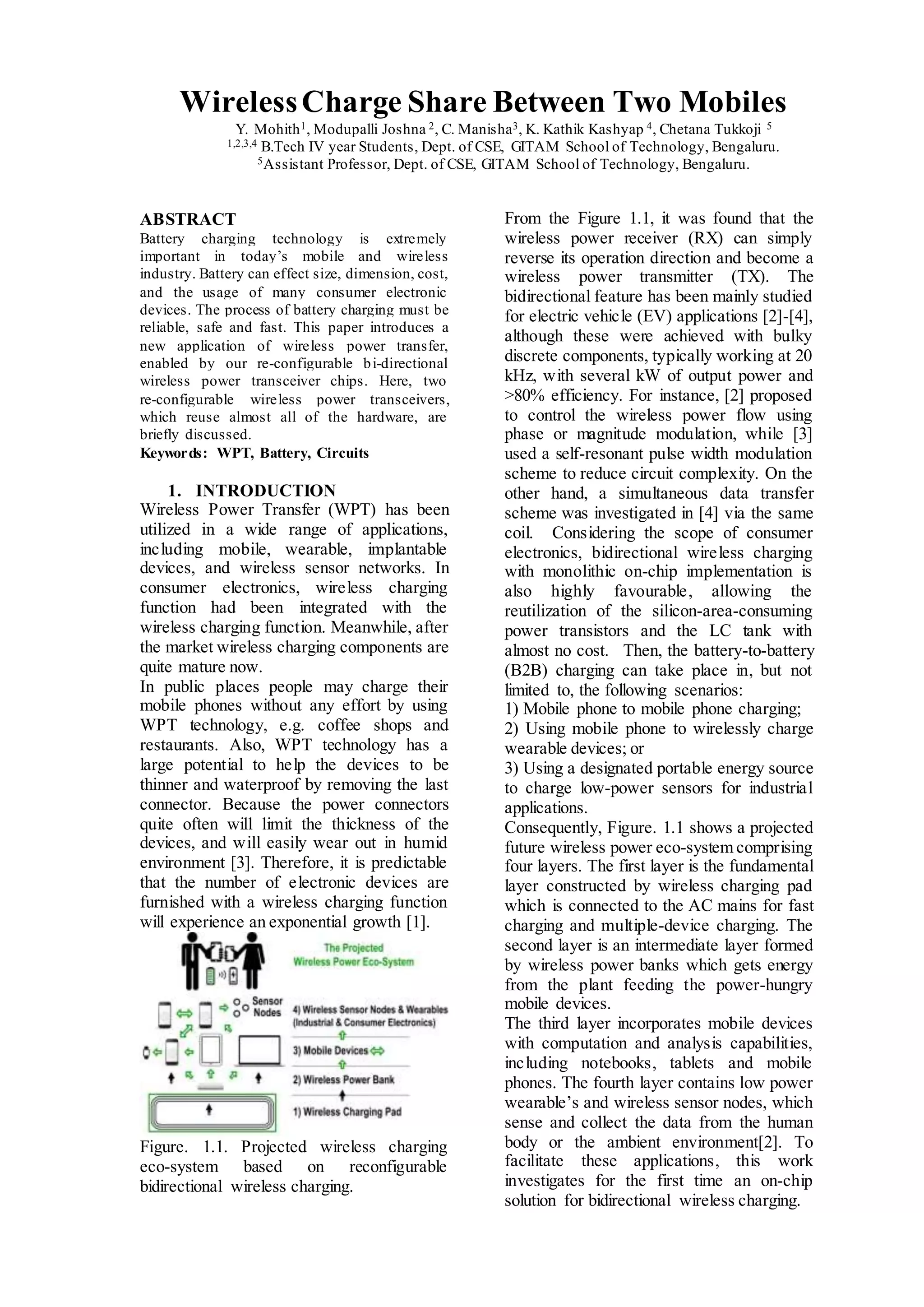 Wireless charge share between two mobiles | PDF