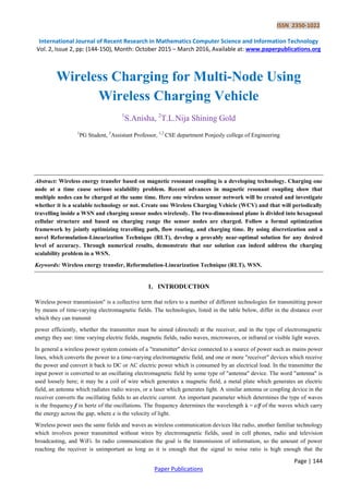 Wireless Charging for Multi-Node Using Wireless Charging Vehicle | PDF