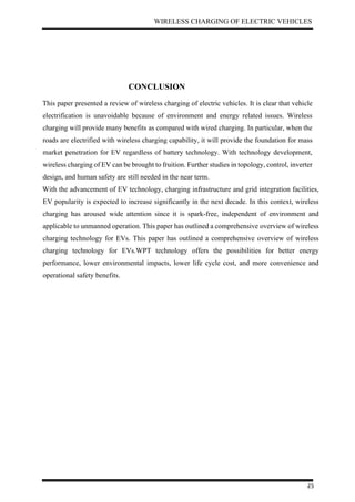 Wireless charging of electric vehicles document | PDF