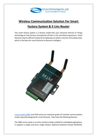 Wireless Communication Solution For Smart Factory System & E-Lins ...