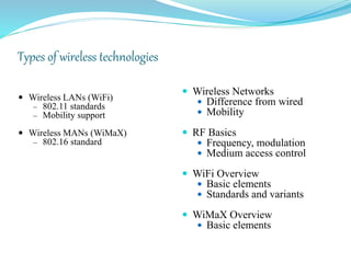 Wireless communication technologies | PPTX